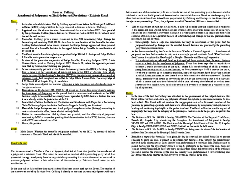 Joven vs. Calilung | PDF | Judgment (Law) | Lawsuit