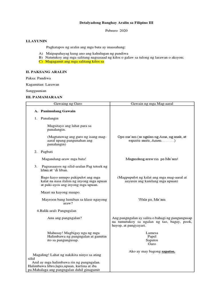 Lesson Plan in Pandiwa | PDF
