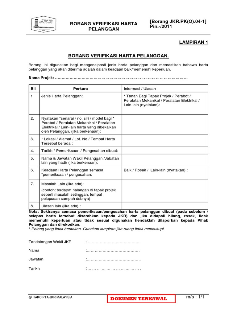 Dokumen - Tips - Jkrpko04 1 Verifikasi Harta Pelanggan PDF | PDF