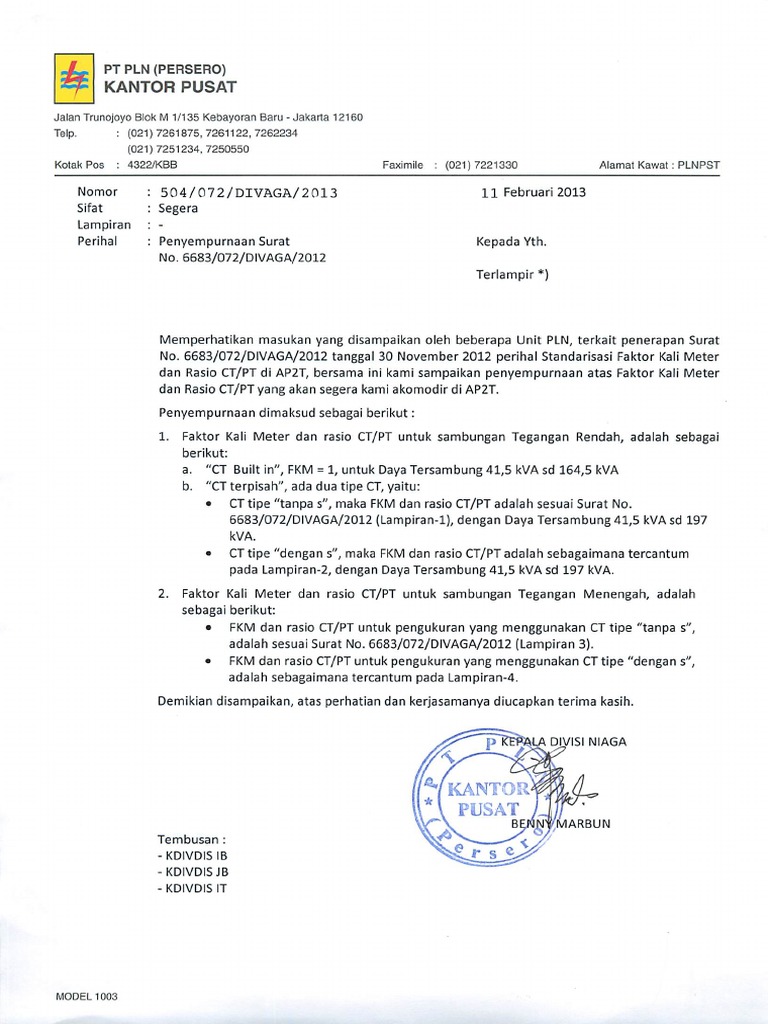 Surat DIVAGA-Penyempurnaan Surat No. 6683 CT-PT | PDF