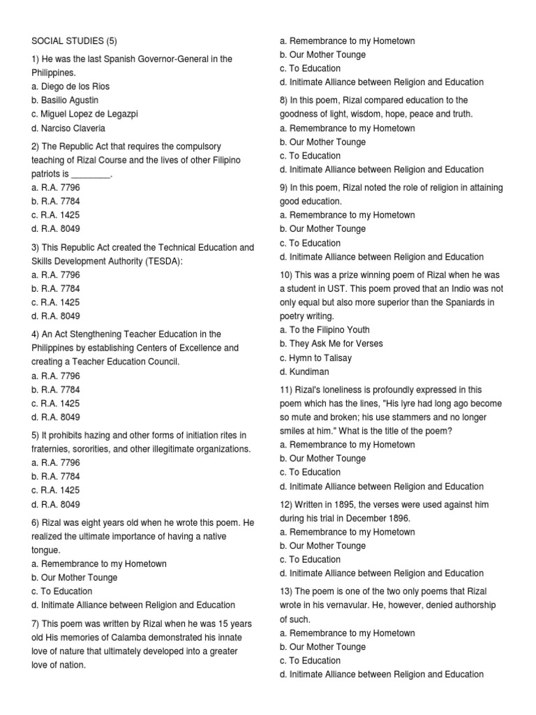 Social Studies LET Reviewer Guide | PDF | Philippines | Homo