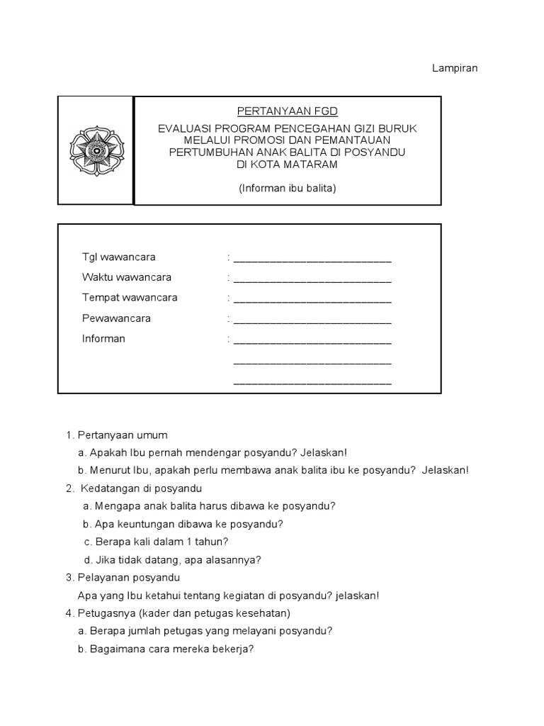 Pedoman FGD Ibu Ballita Dan Kader | PDF