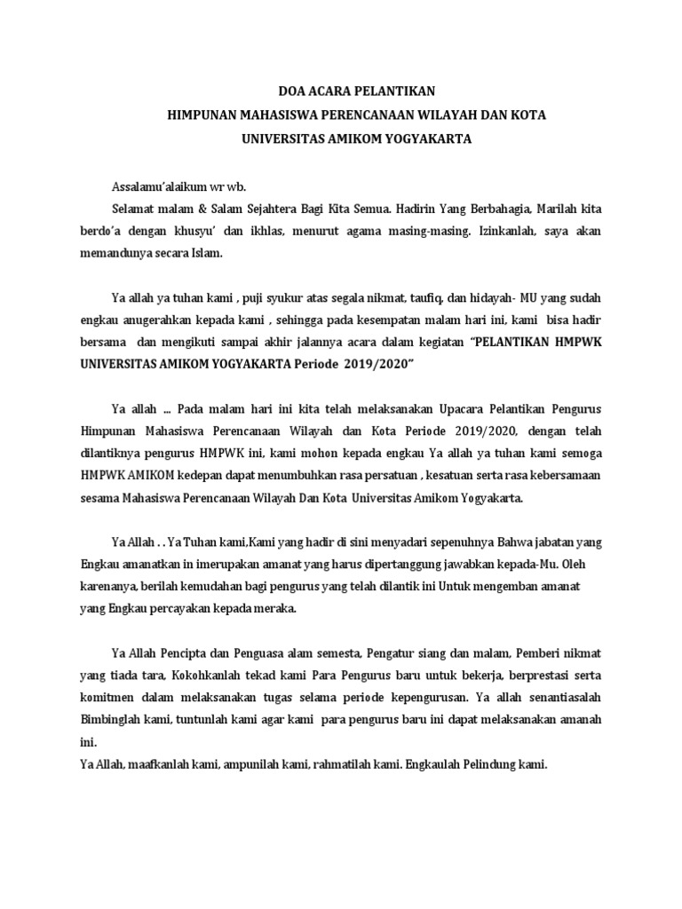 Doa Pelantikan Fix | PDF