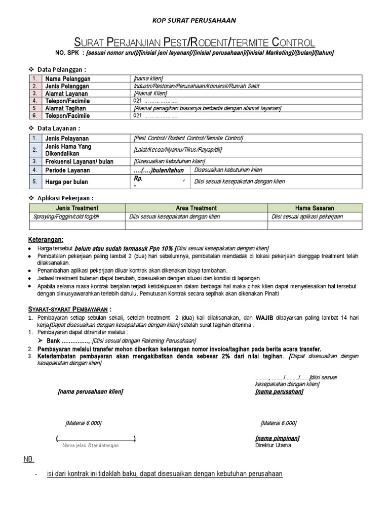 Contoh SPK Pest Control | PDF