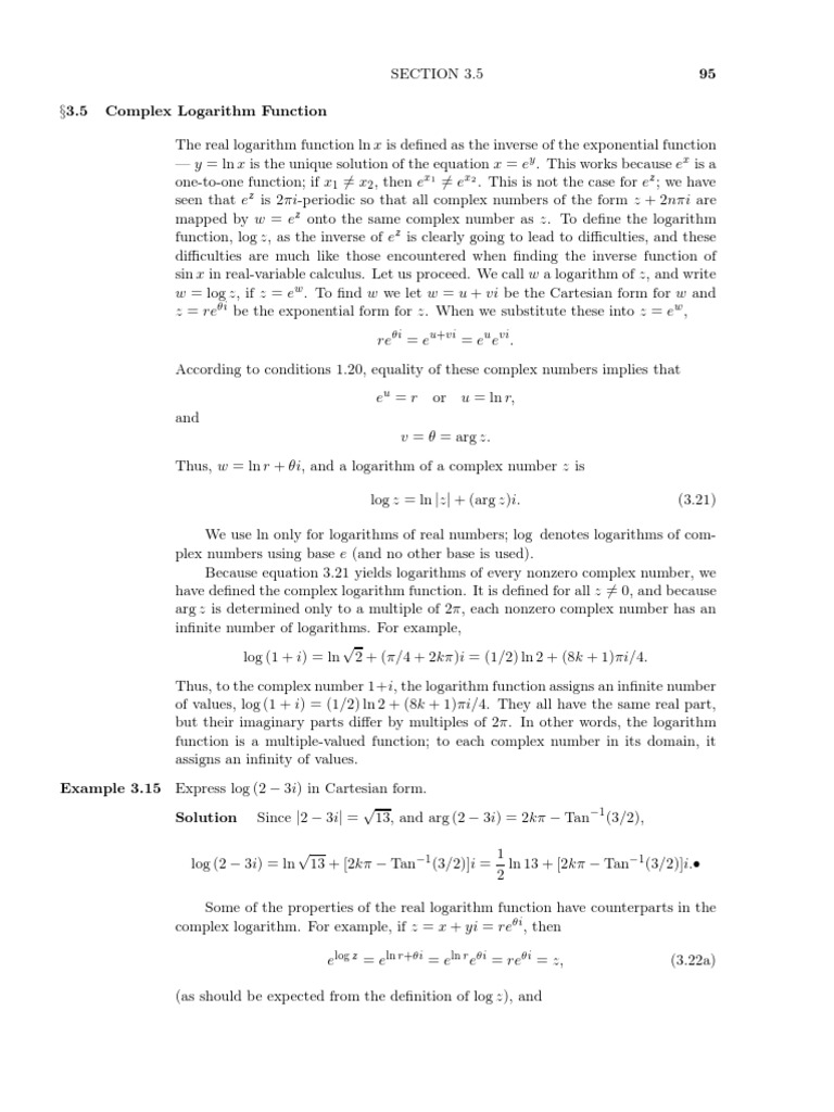 Complex Logarithms | PDF | Logarithm | Complex Number