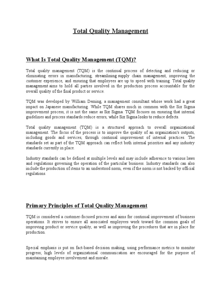 TQM Explained: Total Quality Management Principles and Implementation ...