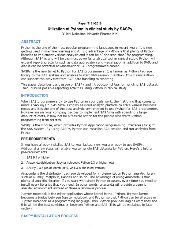 Saspy Pdf Sas Software Python Programming Language