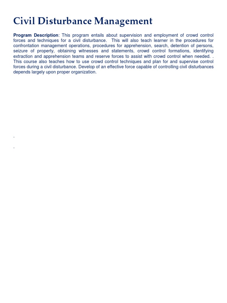 Civil Disturbance Management Training | PDF | Social Science | Science ...