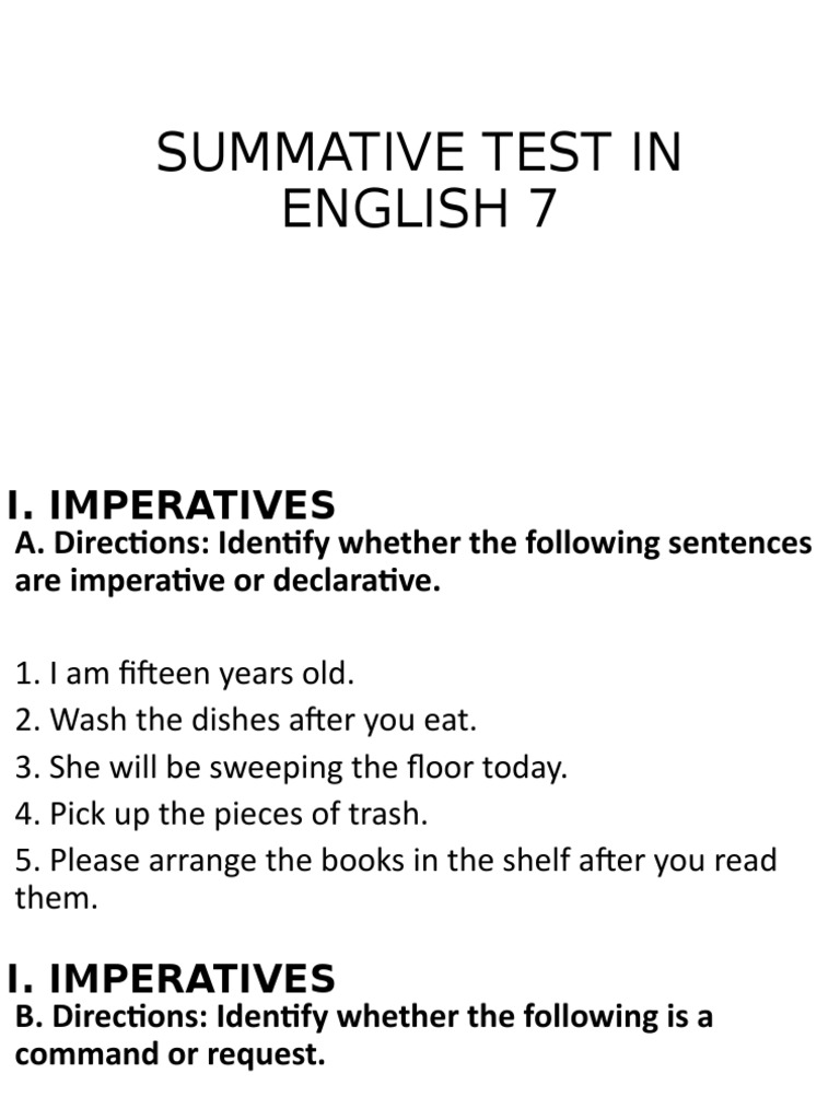 English 7 Summative Test Guide | PDF