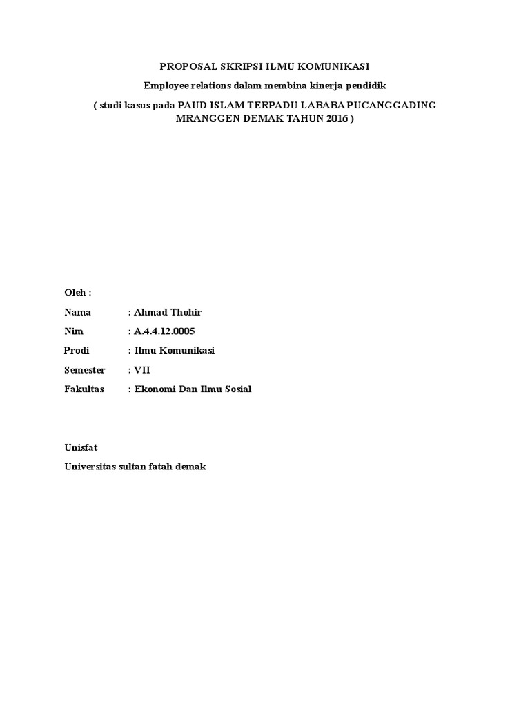 Proposal Skripsi Ilmu Komunikasi | PDF