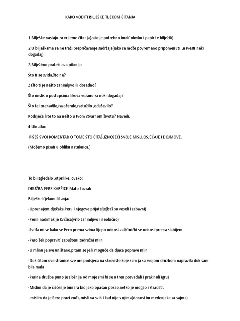 Čitanje I Bilješke | PDF