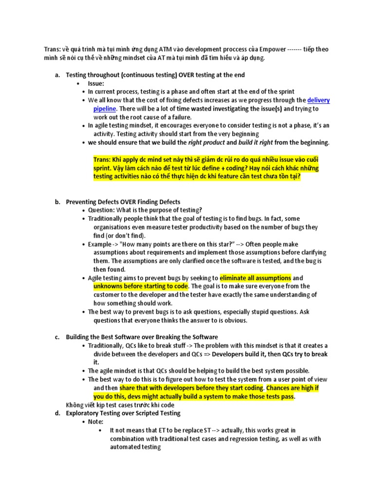 Agile Testing Mindset Manifesto | PDF | Agile Software Development ...