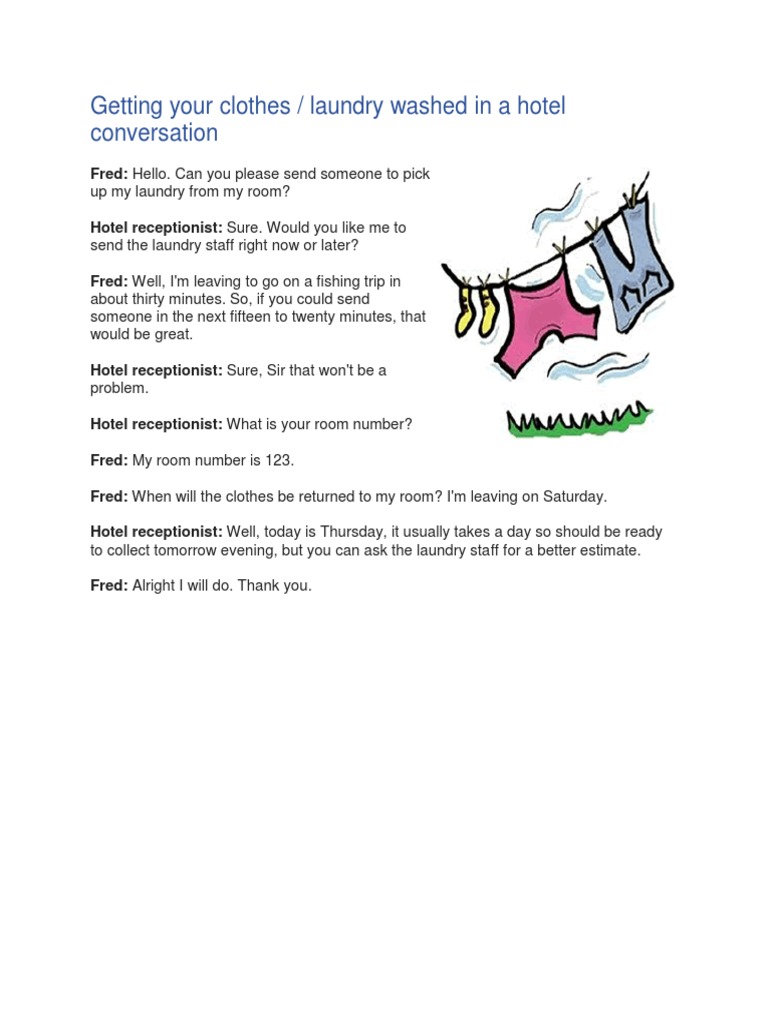 Getting Your Clothes Laundry Washed in A Hotel Conversation | PDF