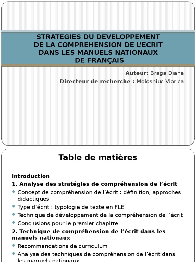Stratégies de compréhension écrite en FLE | PDF | Cognition | Sciences ...