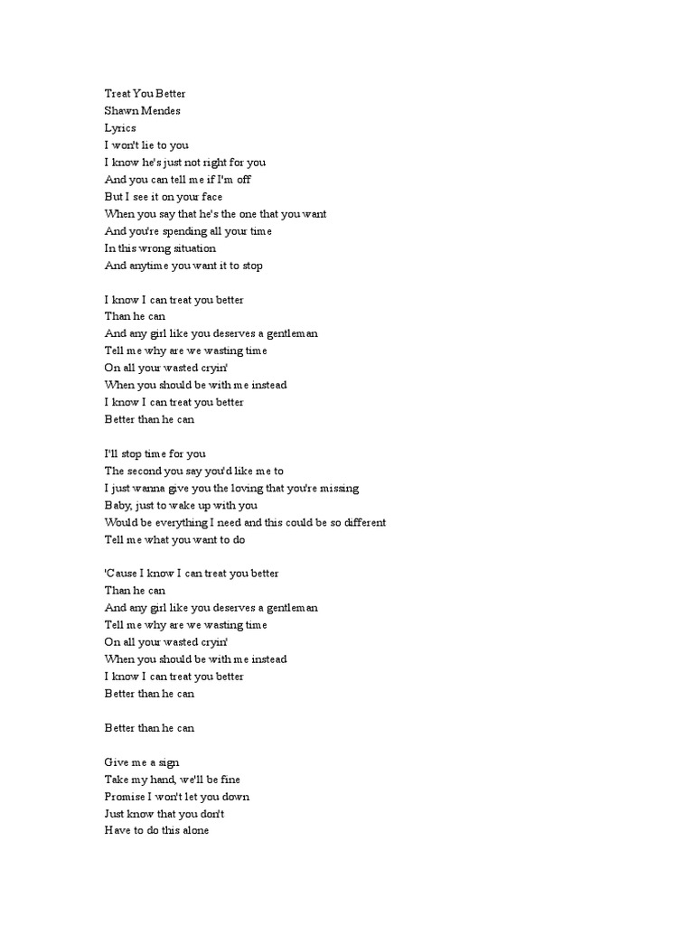 Treat You Better | PDF