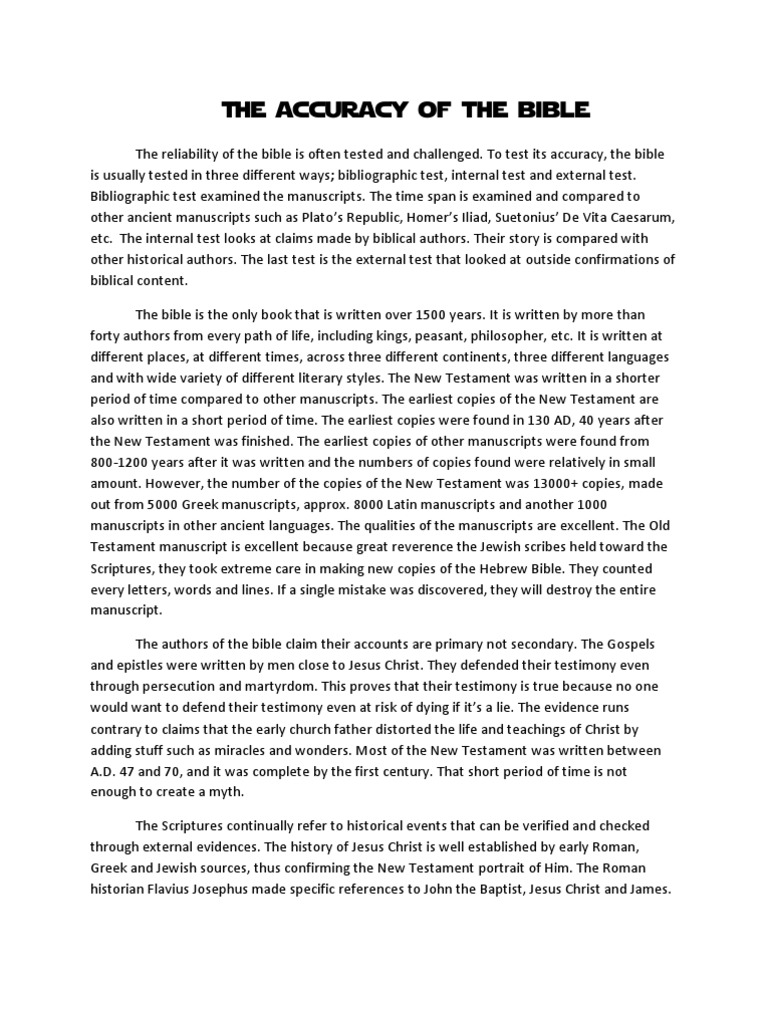 Evaluating Biblical Accuracy and Reliability | PDF | New Testament ...