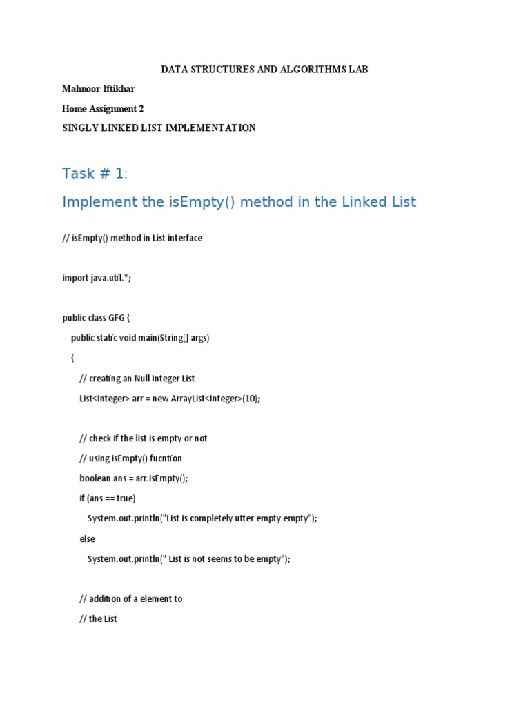 Data Structures and Algorithms Lab Lab 2 | PDF | Software Engineering ...