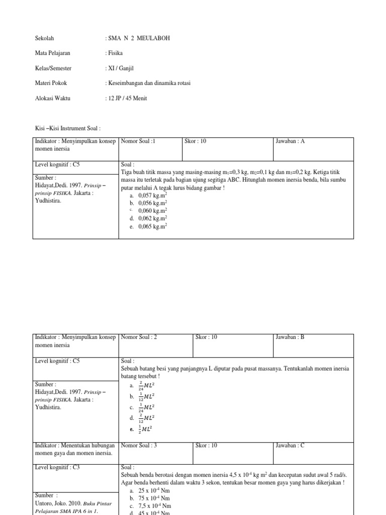 Instrumen Soal | PDF