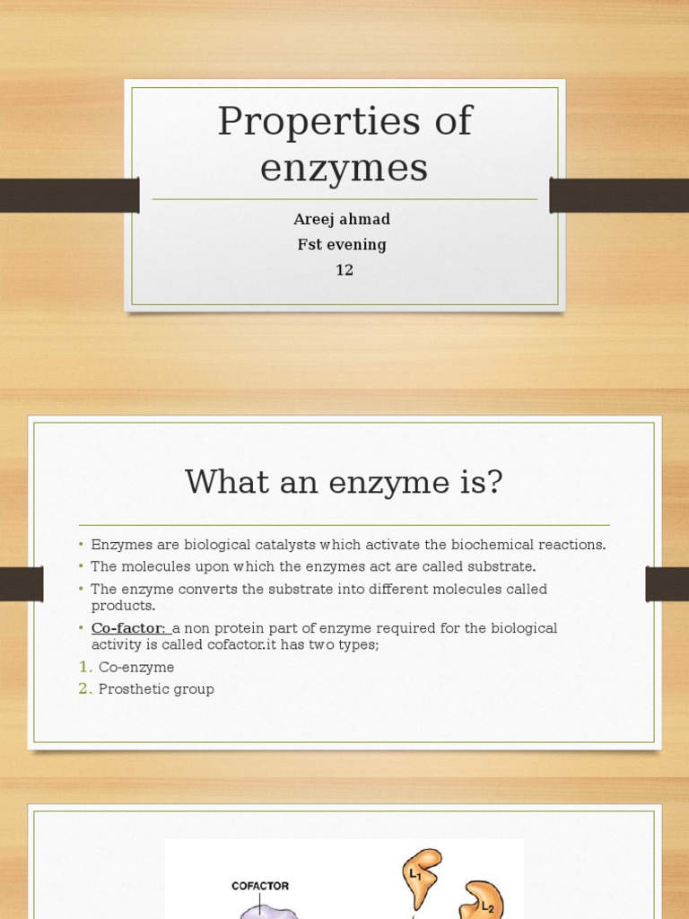 Properties of Enzymes | PDF | Cofactor (Biochemistry) | Enzyme