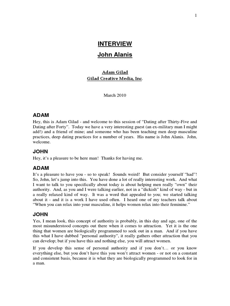 Adam Gilad - Interview With John Alanis PDF | PDF | Laughter