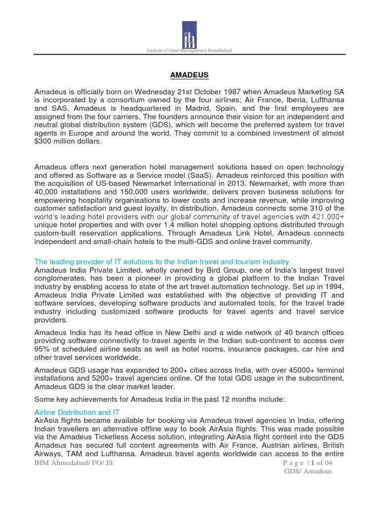 Amadeus | PDF | Travel Agency | Service Industries