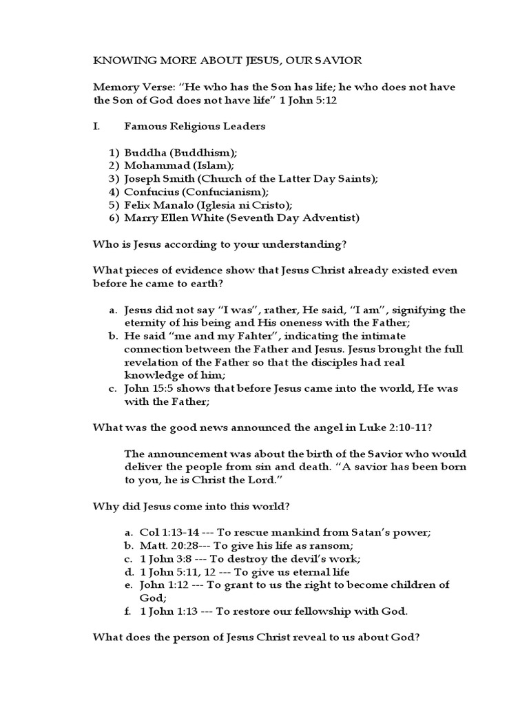 Knowing More About Jesus | PDF | Resurrection Of Jesus | Jesus