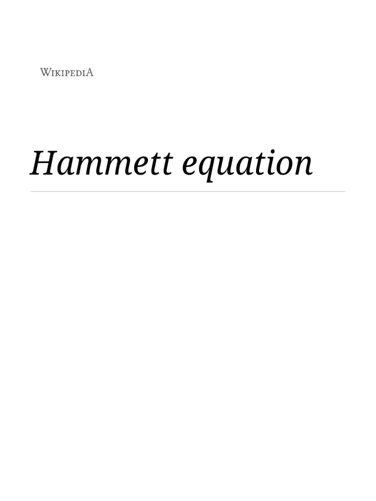 Hammett Equation - Wikipedia PDF | PDF | Organic Chemistry | Chemistry
