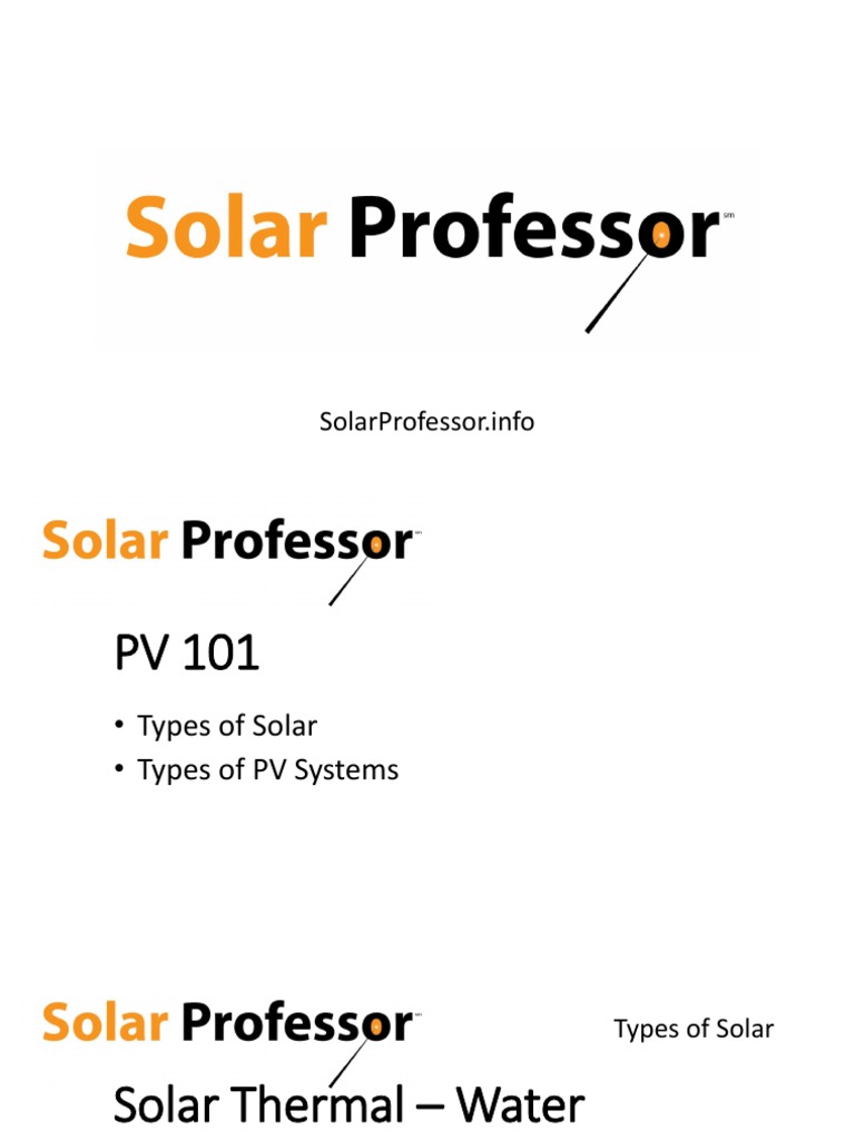 Solar Professor-PV101-Types of Solar PDF | PDF