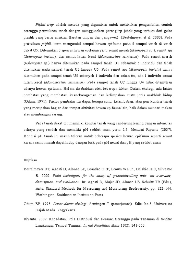 Pitfall Trap Adalah Metode Yang Digunakan Untuk Melakukan Pengambilan Contoh Serangga Permukaan ...