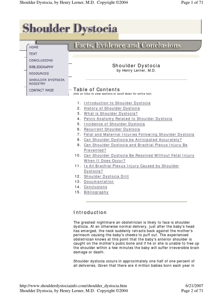 Shoulder Dystocia | PDF | Childbirth | Pelvis