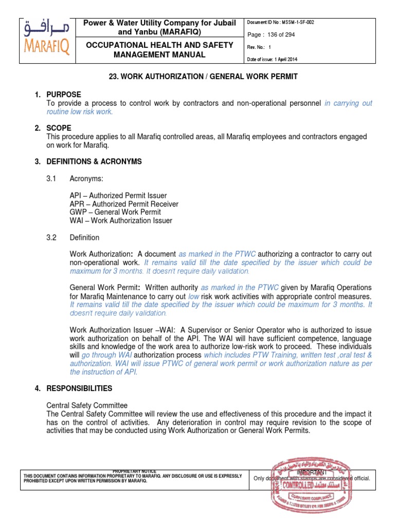 General Work Permit Procedures at MARAFIQ | PDF | Discovery (Law ...