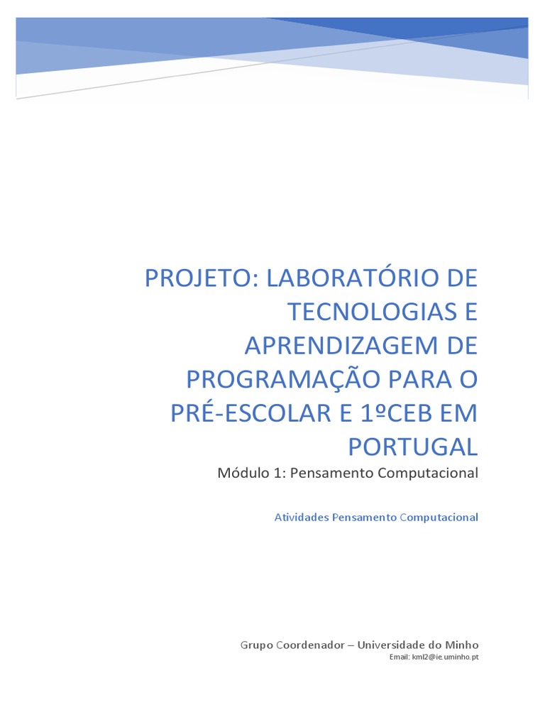 Propostas Atividades Pensamento Computacional | PDF | Pré-escola ...