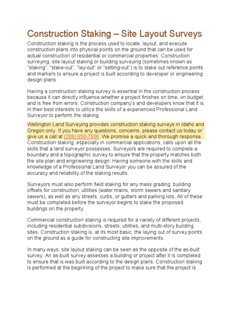 Construction Staking | PDF | Surveying | Engineering