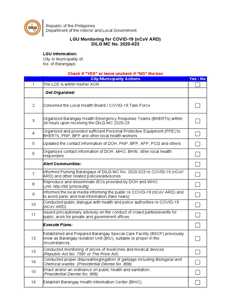 COVID-19 Checklist | PDF | Health Care | Wellness