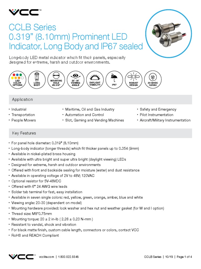 CCLB LED Indicator Guide | PDF | Light Emitting Diode | Electrical ...