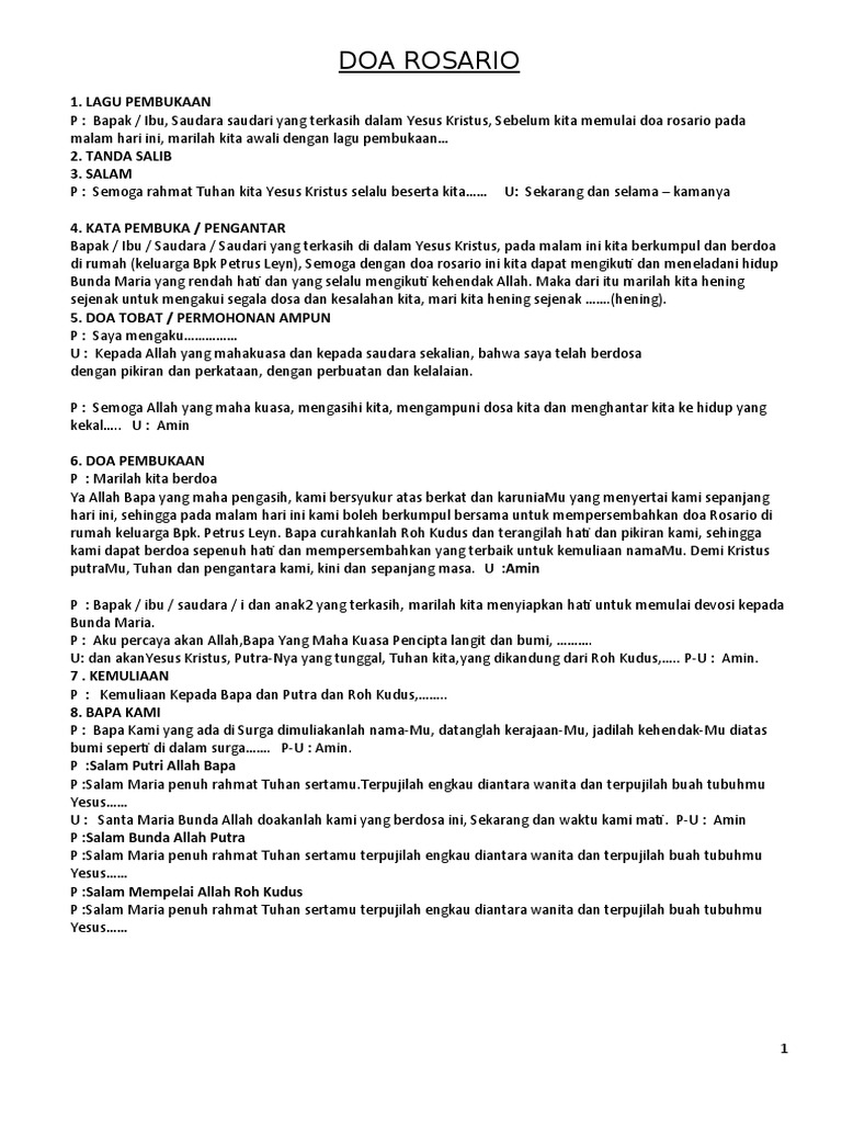 CARA MEMIMPIN DOA ROSARIO Peristiwa MULIA | PDF