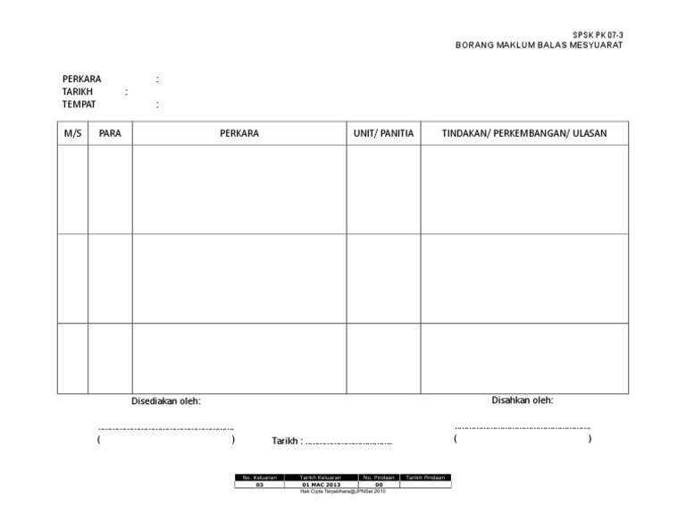 Spsk Pk07 3 Borang Maklum Balas Pdf