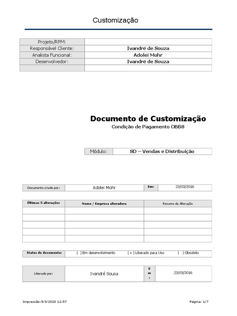 Manual Condição de Pagamento - OBB8 e OBB9 | PDF | Impressão ...