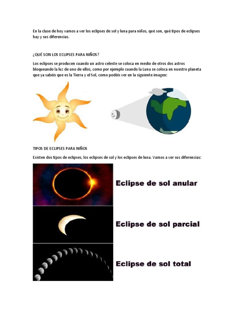 Hoja De Trabajo Sobre Eclipses Solares Y Lunares En Formato Pdf