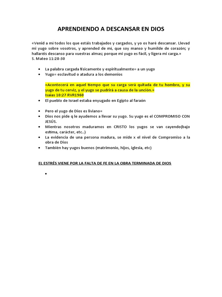 Aprendiendo A Descansar en Dios | PDF