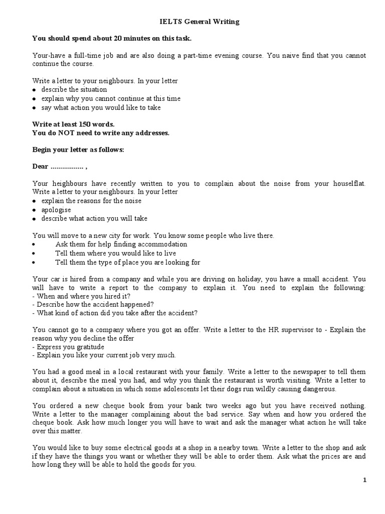 IELTS General Writing Task Guide | PDF | Waiting Staff