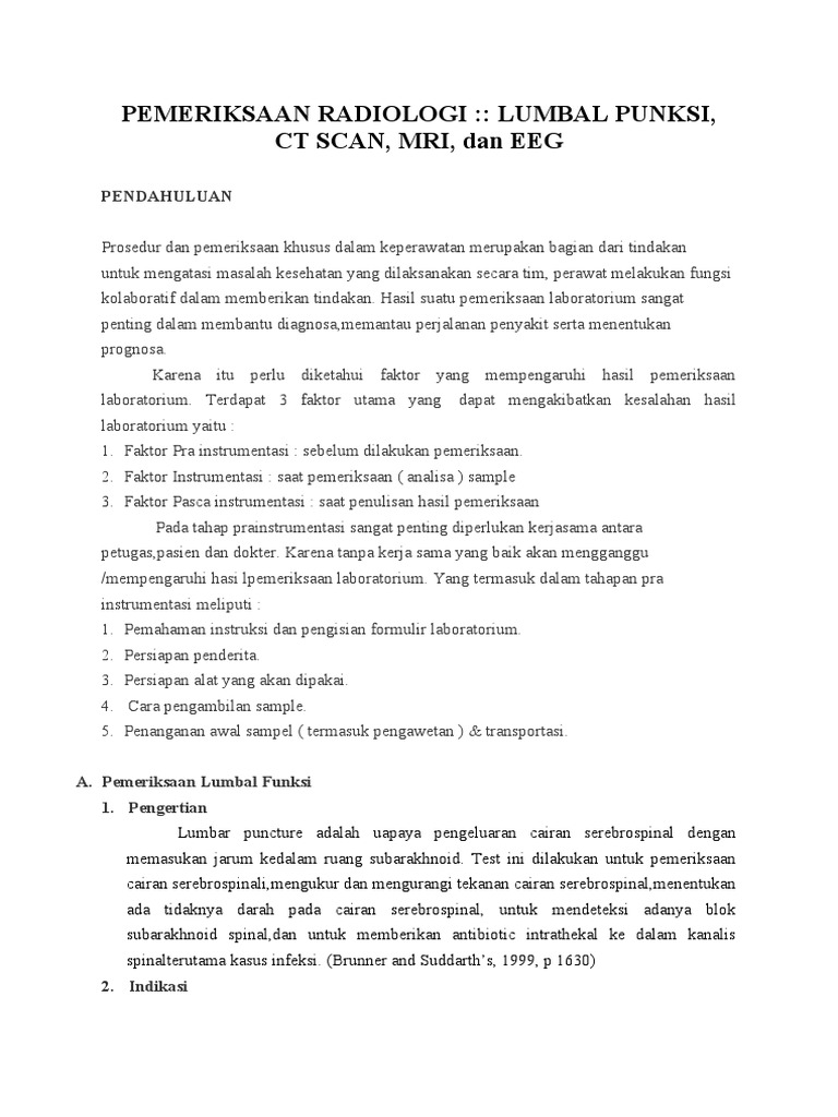 Prosedur Persiapan Pasien Untuk Pemeriksaan CT Scan | PDF
