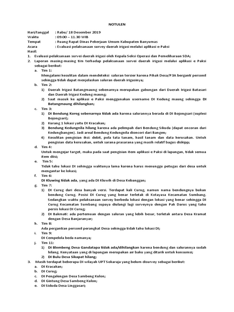 NOTULEN Rapat Evaluasi | PDF