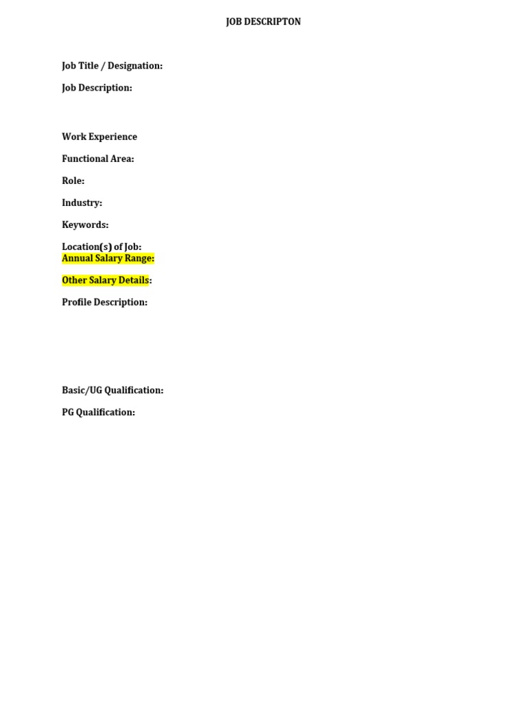 Comprehensive Job Description Template | PDF