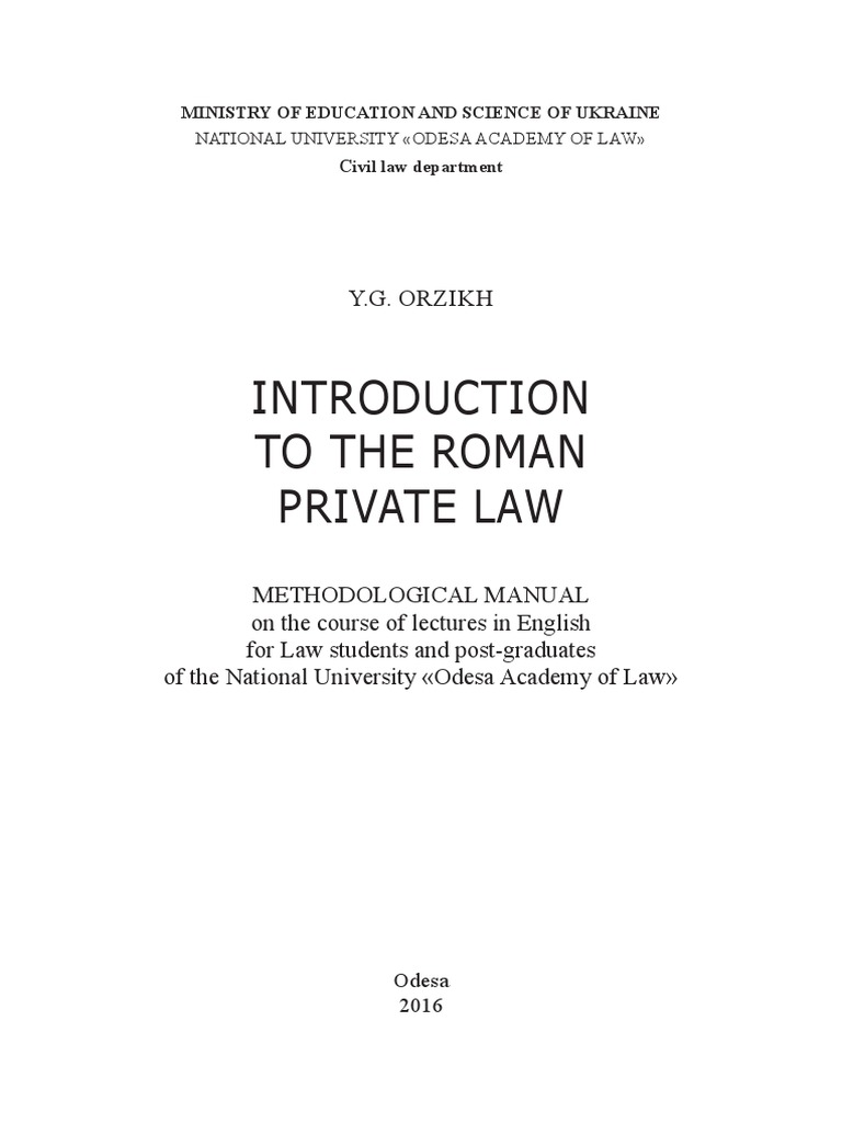 Introduction To The Roman Private Law PDF | Download Free PDF | Roman ...