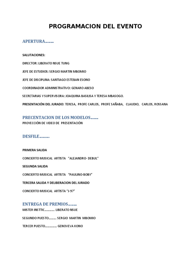 Programacion Del Evento | PDF