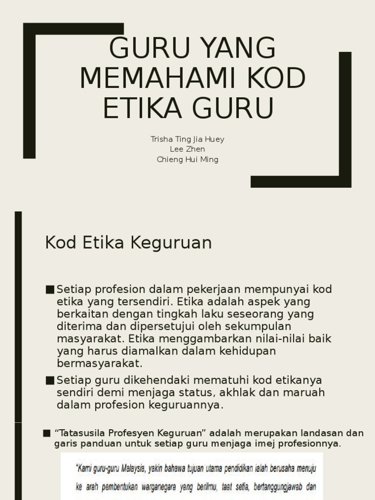 Tutorial GPP Guru Yang Memahami Kod Etika Guru | PDF