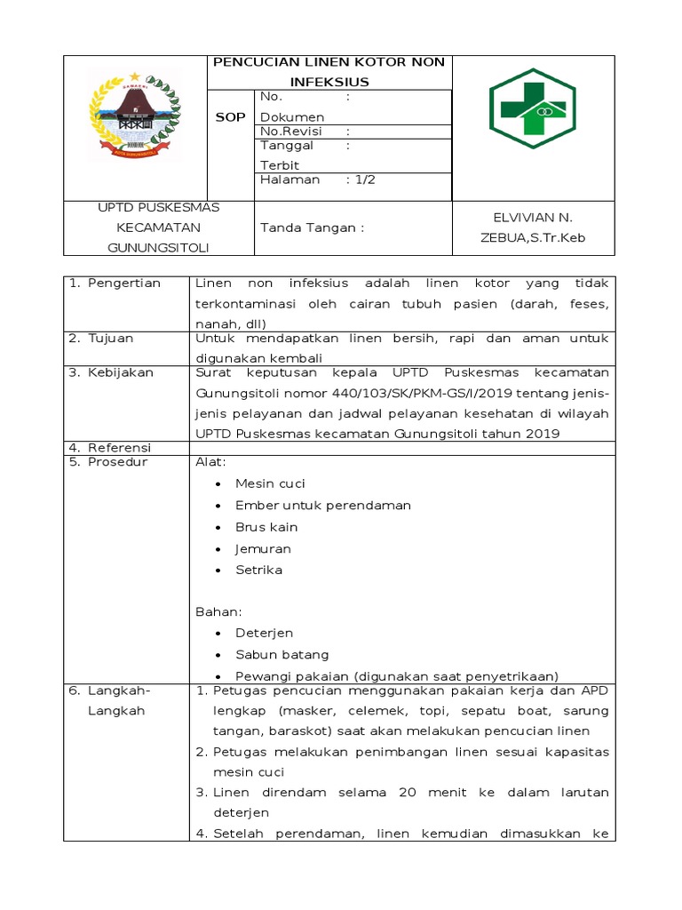 Pencucian Linen Non Infeksius | PDF