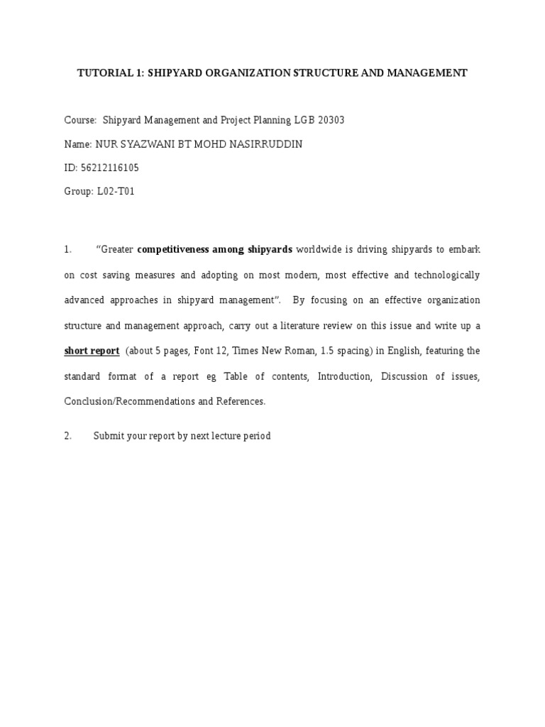 Shipyard Management Structure Guide | PDF | Organizational Structure | Goal