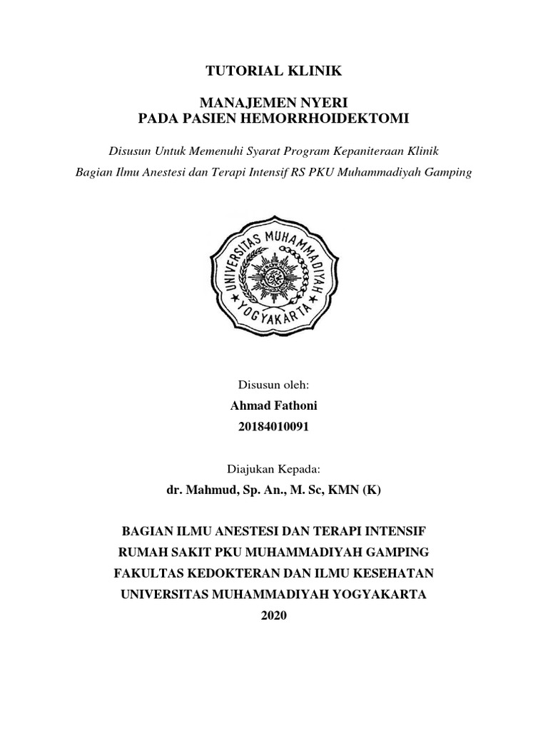 Tutorial Klinik Dr. Mahmud, Sp. An | PDF